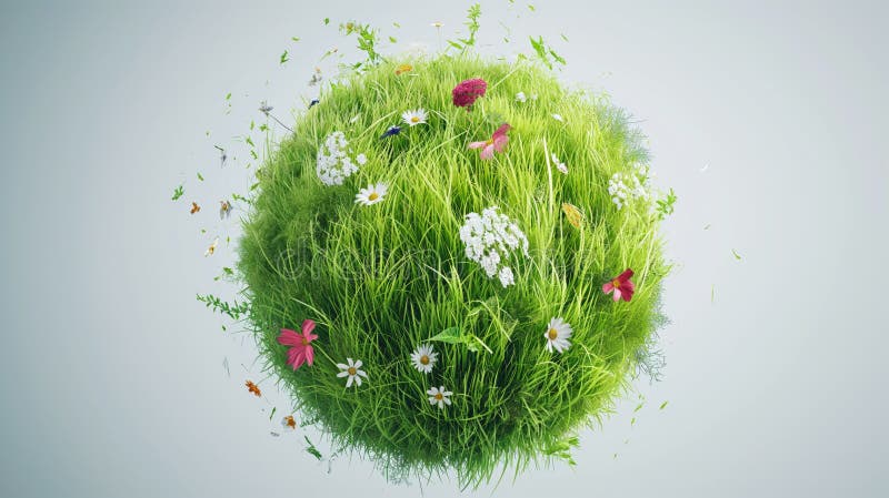 Abstract Sphere of Flowers and Grass Stock Photo - Image of summer ...