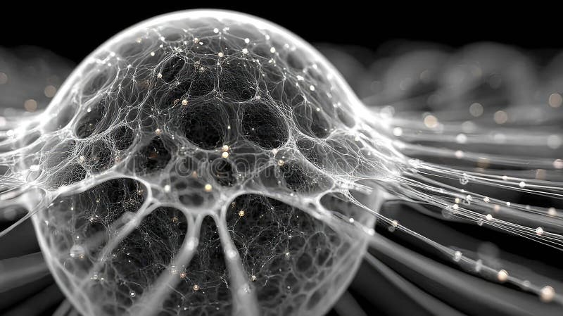 Abstract Sphere Formed by Glowing Neural Connections and Fine Digital ...