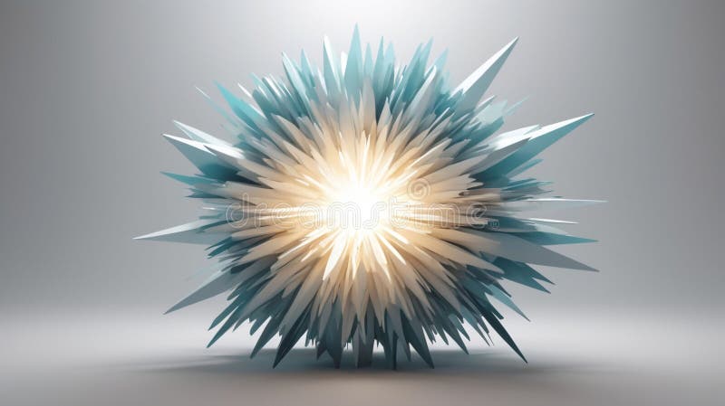 Abstract Sphere with Light Emanating from the Center and Spiky Blue and ...