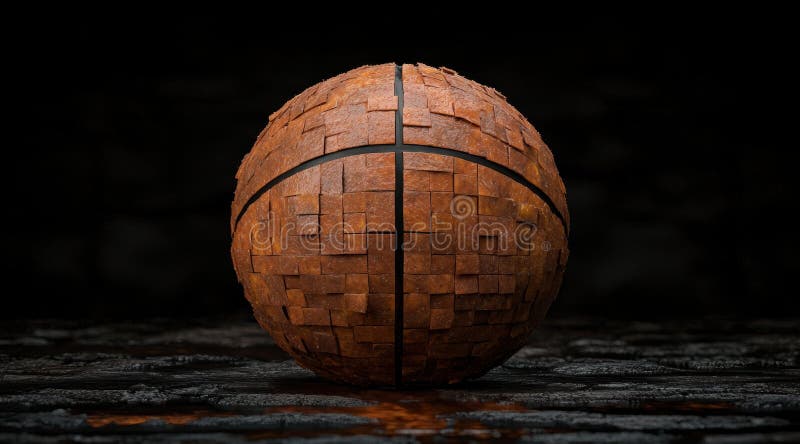 Abstract Sphere Made of Wooden Blocks on Dark Background Stock ...
