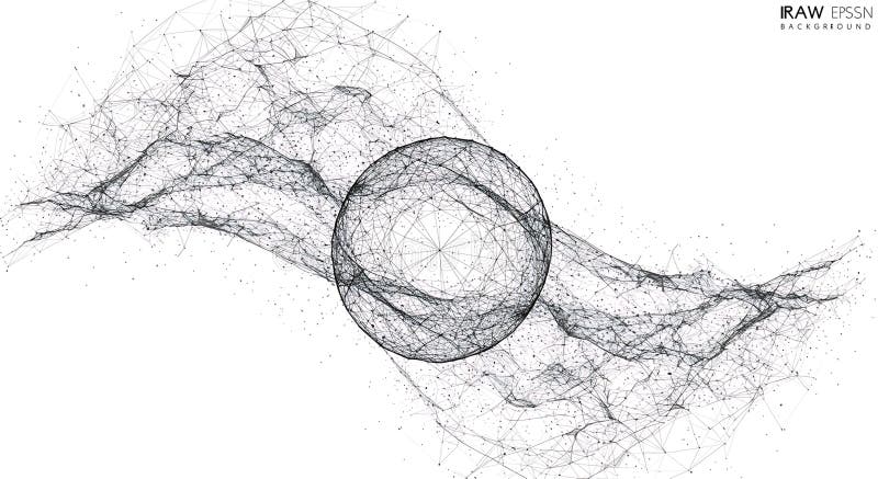 Abstract Sphere Network Design with Wave on White Background Stock ...