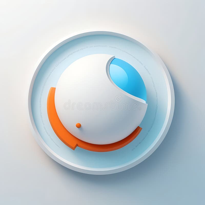Abstract Sphere with Orange and Blue Elements on Round Surface Stock ...