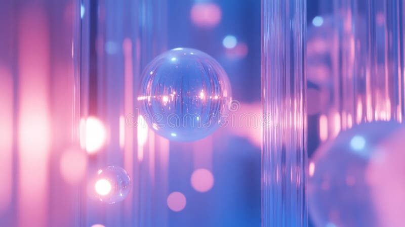 Abstract Sphere in Pink and Blue Neon Light Stock Illustration ...