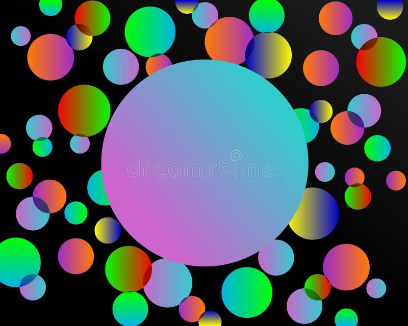 Colorful Spheres and Abstract Dots on Dark Background Stock Vector ...