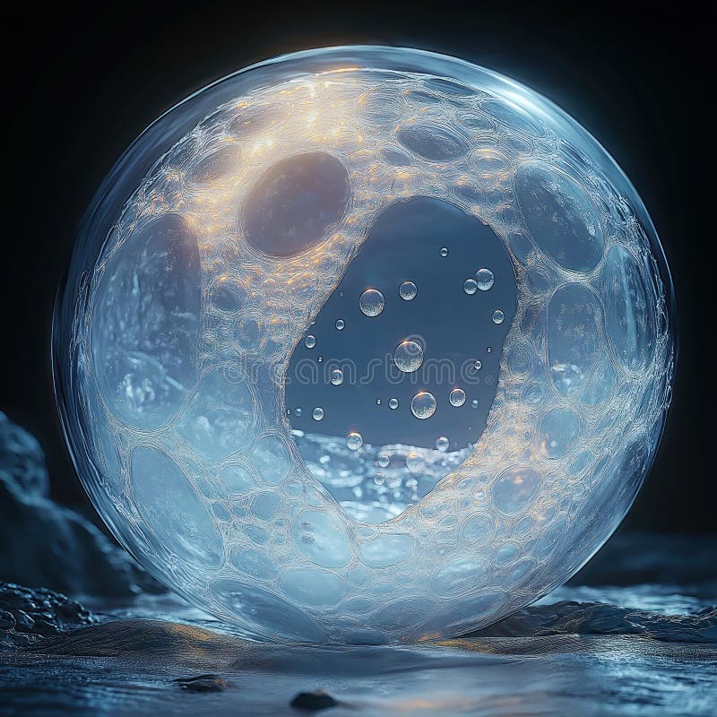 Abstract Sphere with Textured Surface. Blue, Purple Hues Create Vibrant ...