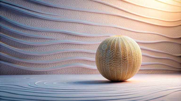 Abstract Sphere on Undulating Surface with Textured Design. Generative ...