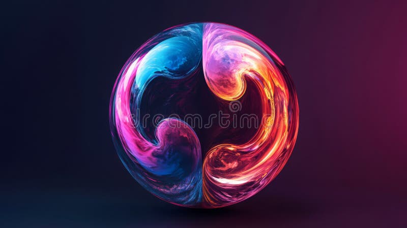 Abstract Sphere with Vibrant Neon Colors Stock Illustration ...