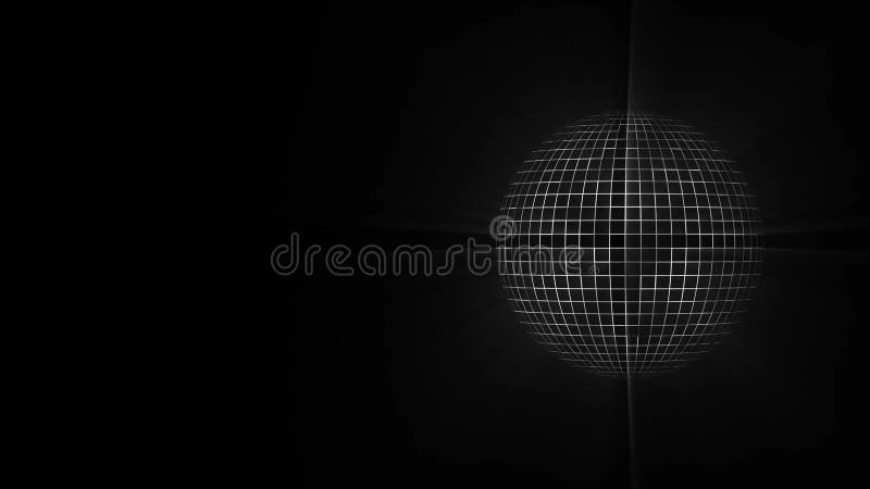 Abstract Sphere of White Glowing Channels Rotating on Dark Background ...