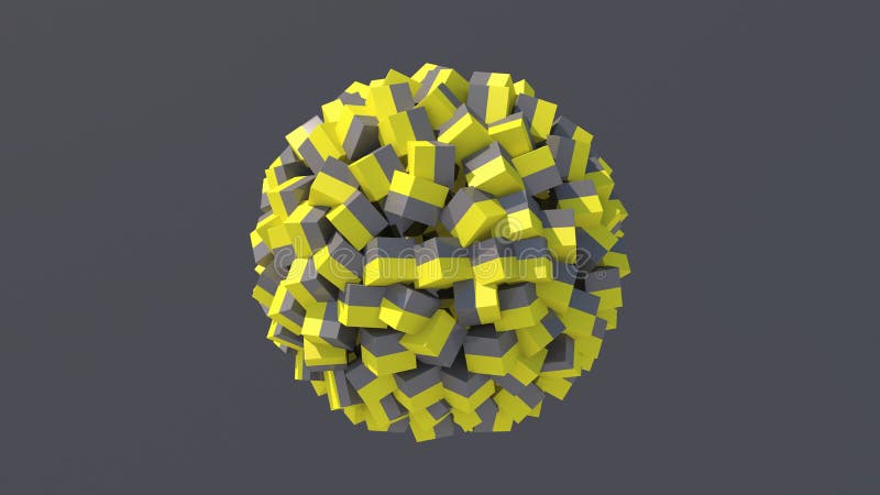 Abstract Sphere with Yellow and Gray Cubes. 3d Render Stock ...