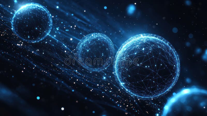 Abstract Spheres with Connected Lines in Dark Background Stock ...