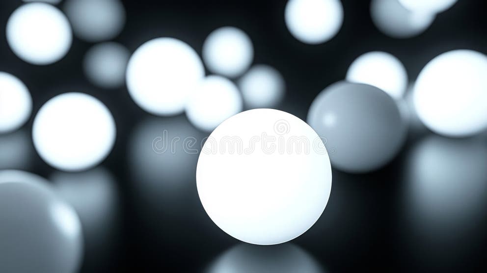 Abstract Spheres Glowing in a Dark Studio Background with Soft Focus ...
