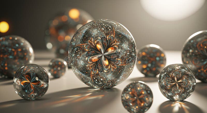 Abstract Spheres with Intricate Patterns and Light Effects Stock ...