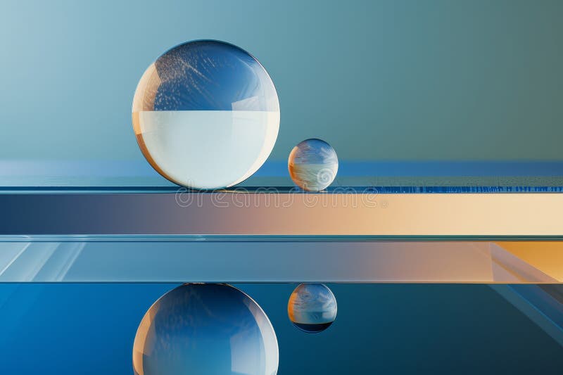 Abstract Spheres on Reflective Surface with a Calming Gradient ...