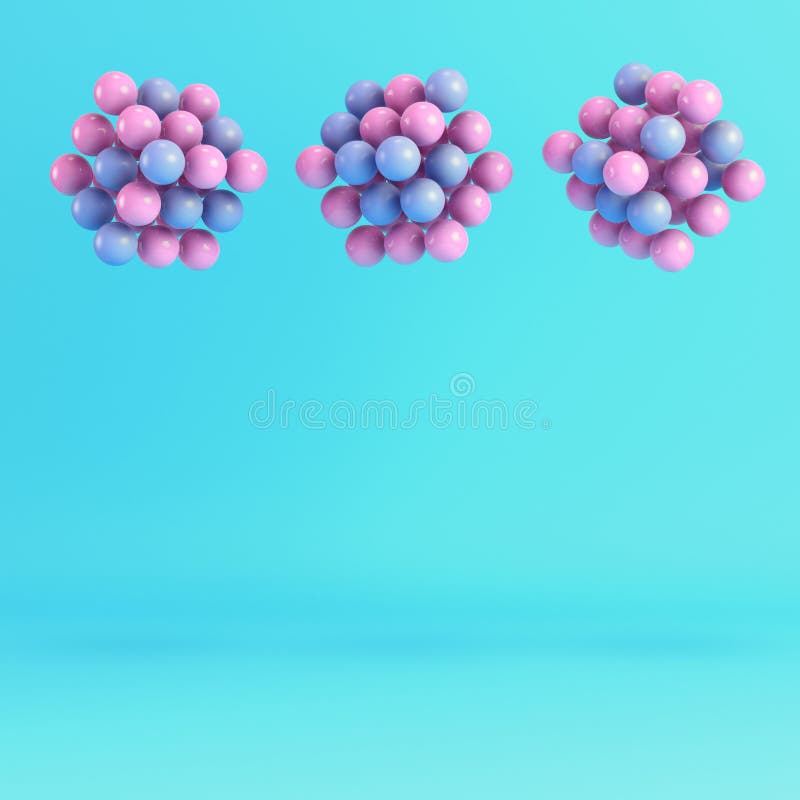 Abstract Spheres Structures on Bright Blue Background in Pastel Colors ...