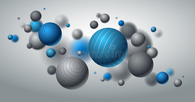 Abstract Spheres Vector Background, Composition of Flying Balls ...