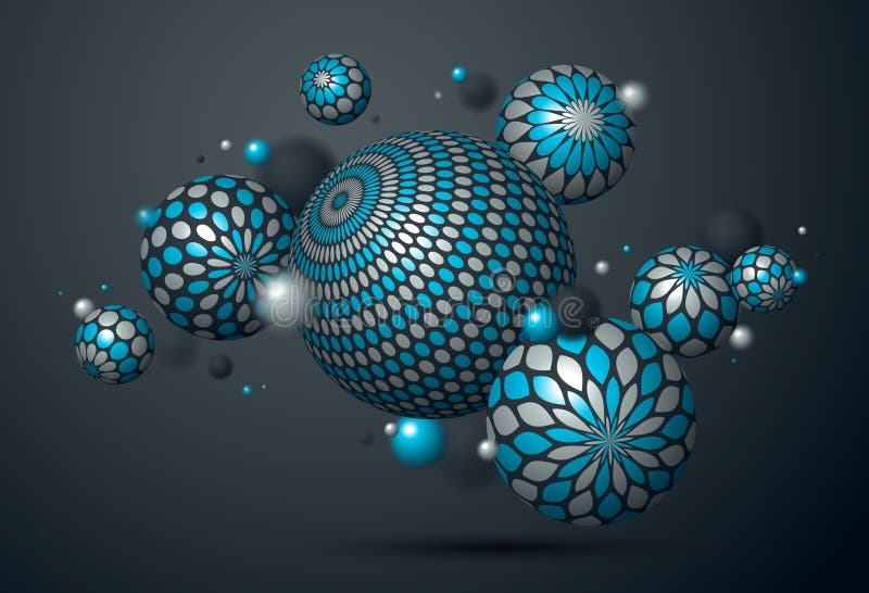 Abstract Spheres Vector Background, Composition of Flying Balls ...