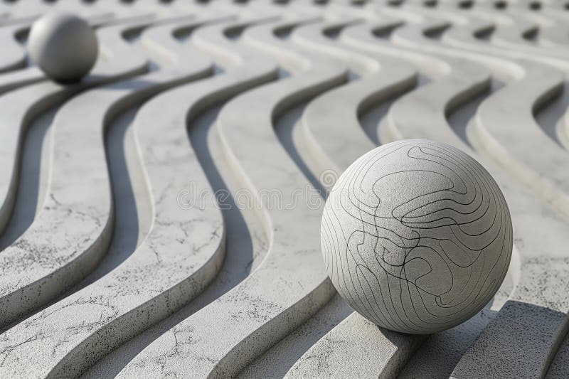 Abstract Spheres on Wavy Surface Stock Image - Image of minimalism ...
