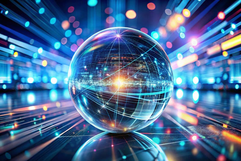 Abstract Spherical Data Algorithm And Ai Visualization For Business And