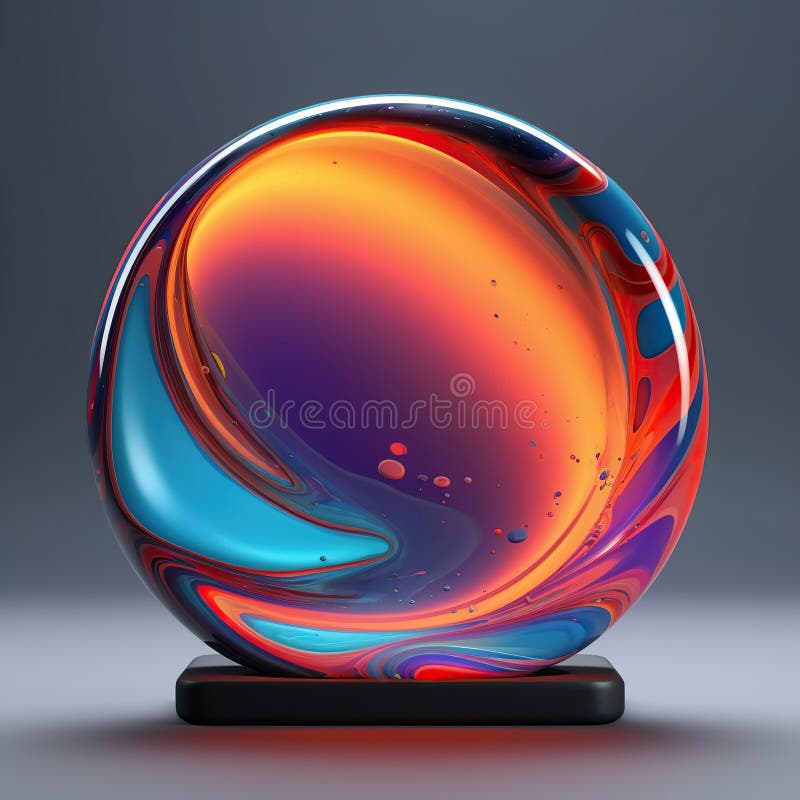 Abstract Spherical Glass Orb, Modern 3d Wallpaper Stock Illustration ...