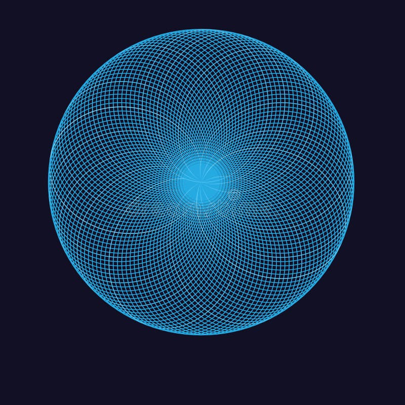 3D Abstract Spherical Object with Lines and Dots Over Dark Background ...