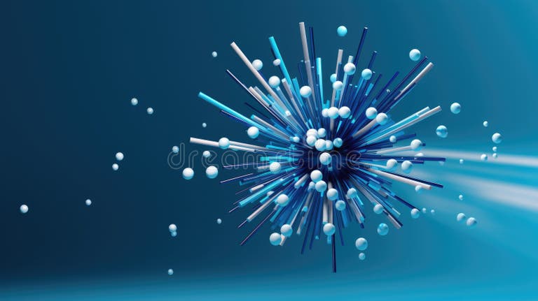 Abstract Spike Shape Explosion of 3D Elements in Blue Colors Stock ...