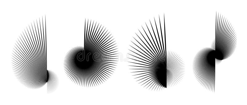 Abstract Spiky Elements Set. Radial Spiral Spokes Objects Collection ...