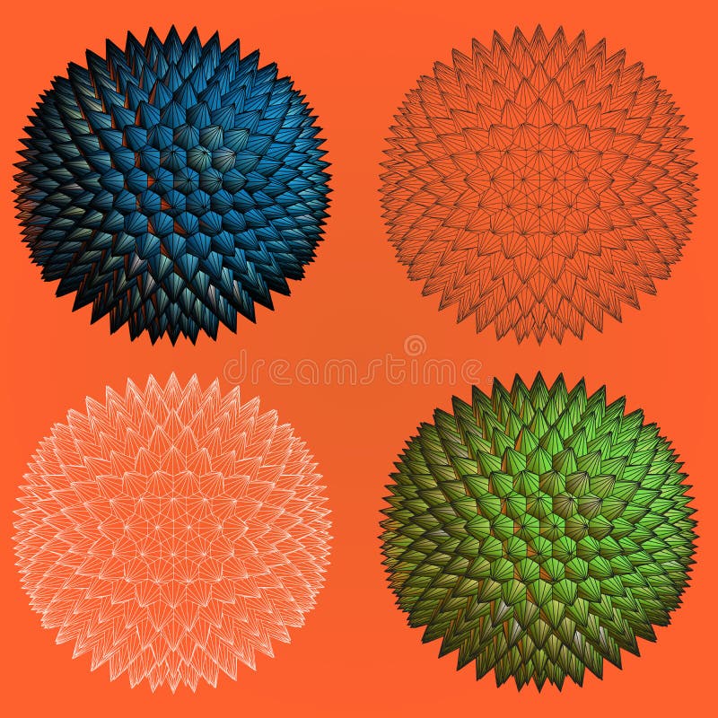 Abstract Spiky Geometric Shape Four Stye Stock Vector - Illustration of ...