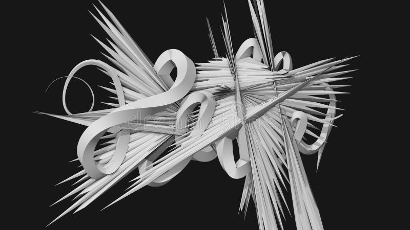 Abstract Spiky Shape on a Black Background. 3D Rendering. Raster. Stock ...