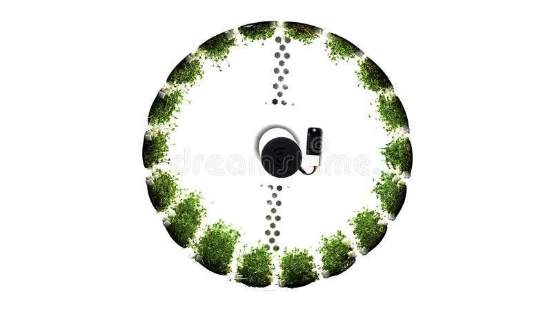 Abstract Spinning Circular Object with Green Grass Growing Along Its ...