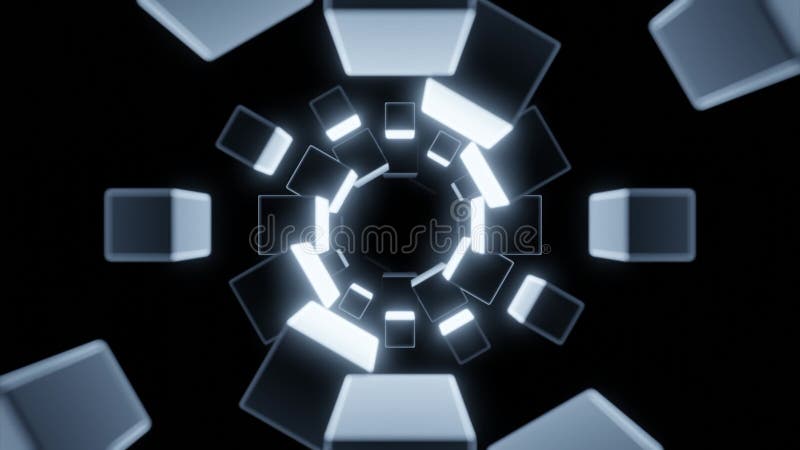 Abstract Spinning Metal Blocks Creating Effect of Tunnel. Design ...