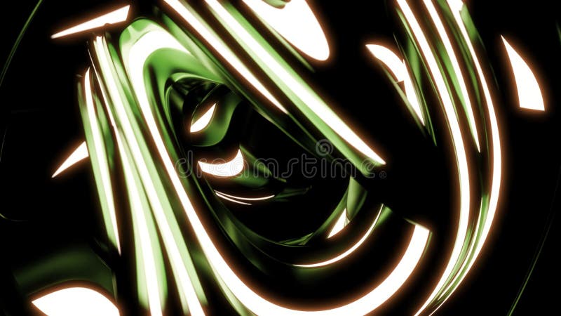 Abstract Spinning Metallic Figure of Twisted Lines on a Black ...