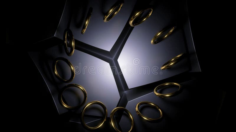 Abstract Spinning Metallic Figure of Twisted Lines on a Black ...
