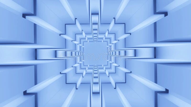 Abstract Spinning Technological Squared Tunnel. Design. Flying in ...