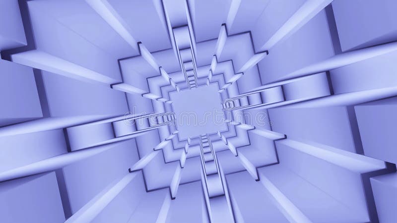 Abstract Spinning Technological Squared Tunnel. Design. Flying in ...