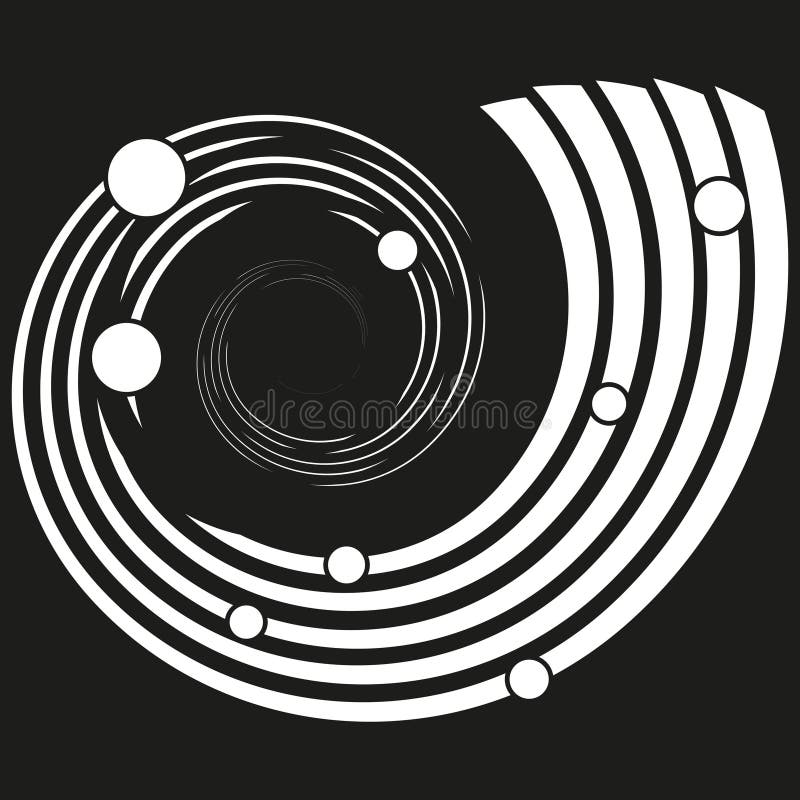 Abstract Spiral Composition. Circular White Lines. Planetary Orbit ...