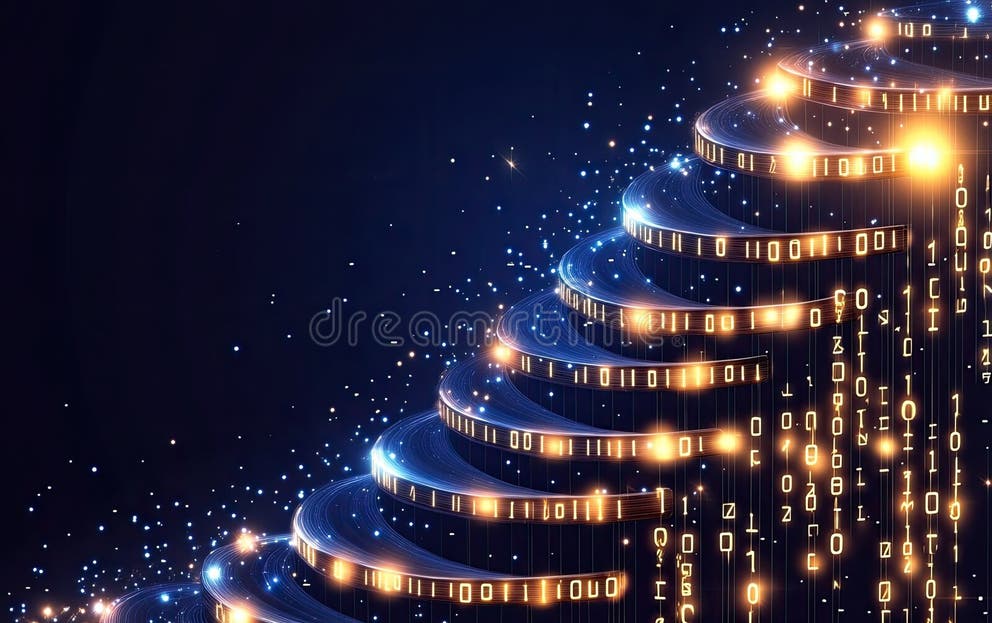 Abstract Spiral of Binary Code and Digital Data Stock Illustration - Illustration of information ...