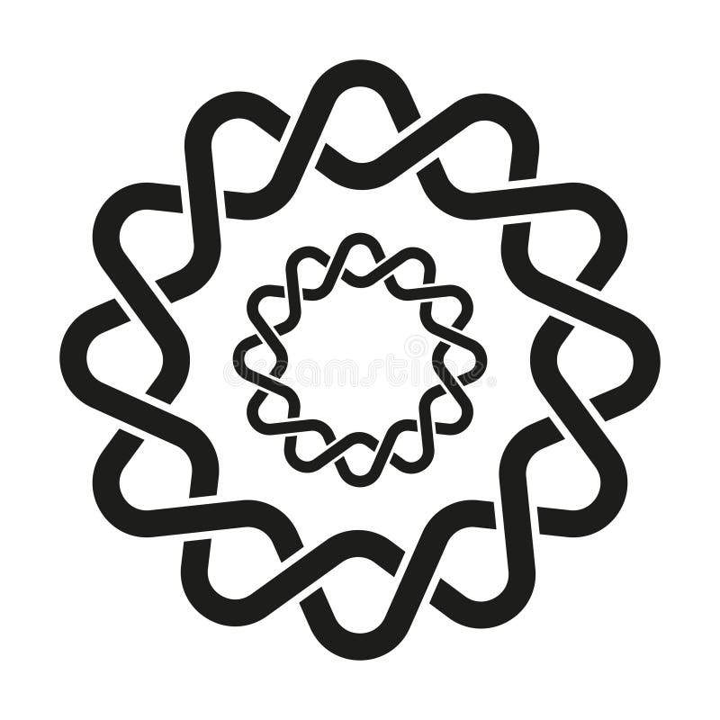 Abstract Spiral Design. Circular Wave Symbol. Black Decorative Shape. Twisted Simple Vector ...