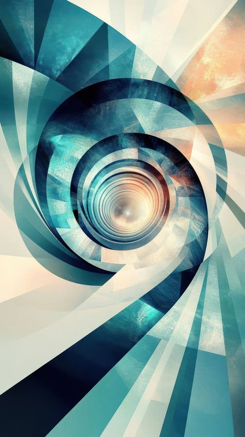 Abstract Spiral Design Featuring Dynamic Shapes and Colors, Evoking a ...