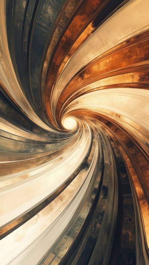 Abstract Spiral Design with Metallic Tones, Creating a Sense of Depth ...