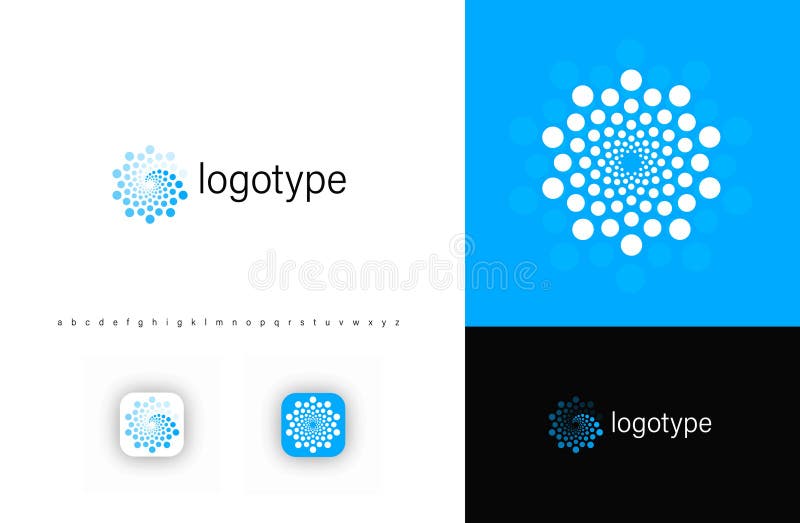 Abstract Spiral Dot Logo Symbolizing Technology, Data Flow, Digital ...