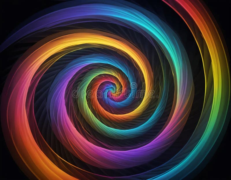 Abstract Spiral with Fine Line Details and Rainbow Gradient Colors ...
