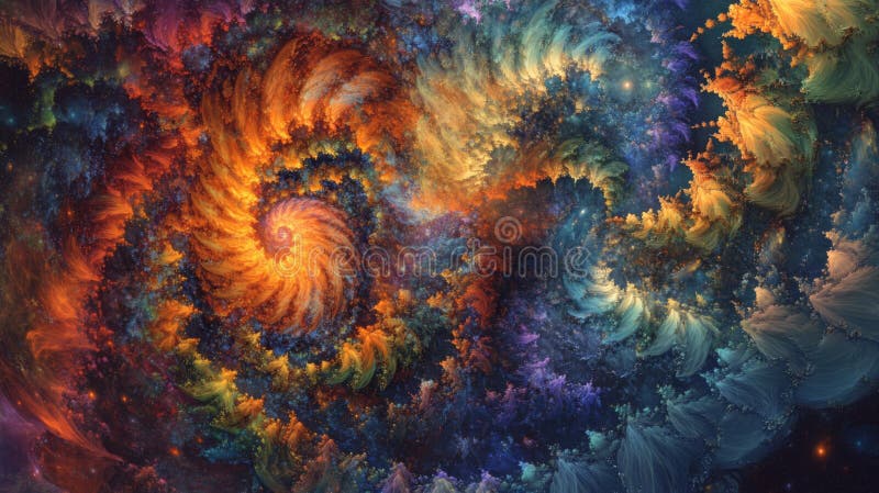 Abstract Spiral Galaxy Cosmic Art with Vibrant Colors Stock ...