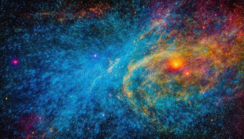 Abstract Spiral Galaxy Illuminated by Multi Colored Exploding Supernova ...