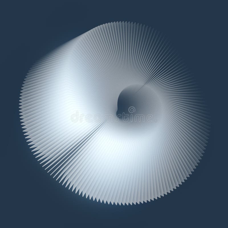 Abstract Spiral Geometric Shape with Stripe Pattern. 3d Rendering ...