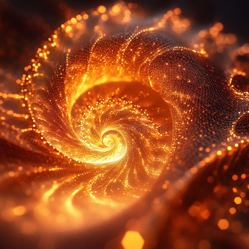 Abstract Spiral of Glowing Particles in a Vibrant Color Palette ...