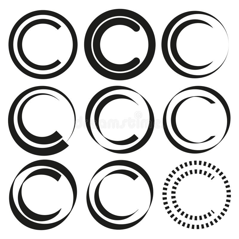 Abstract Spiral Icons. Concentric Circle Symbol. Vector Rotation Elements Stock Illustration ...