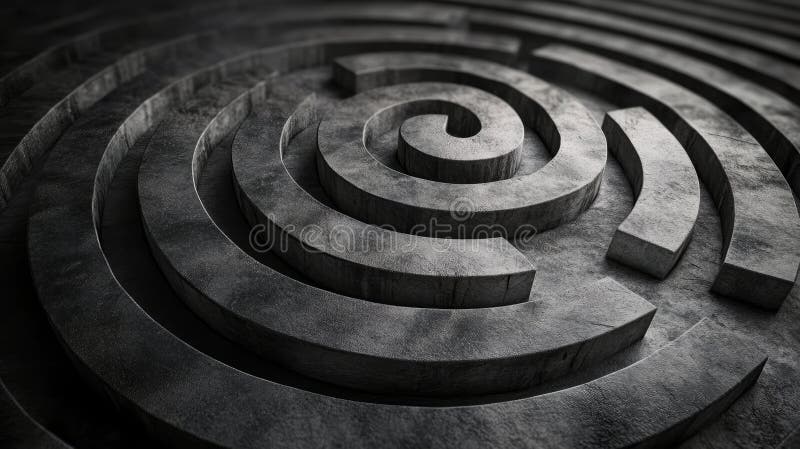 Abstract Spiral Maze Made of Concrete Stock Illustration - Illustration ...