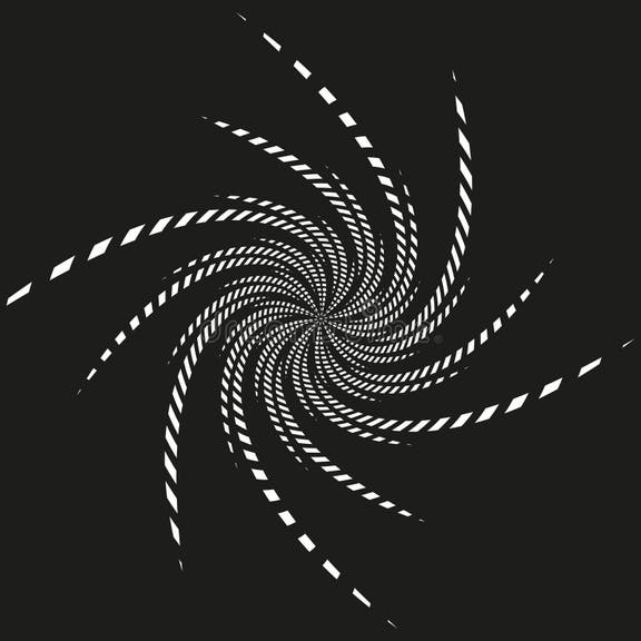 Abstract Spiral Motion. Optical Swirl Illusion. Vector Monochrome Shape. Dynamic Hypnotic Effect ...