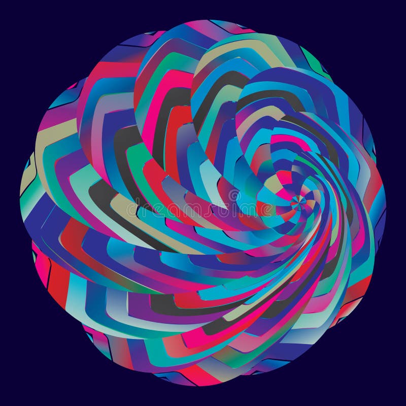 Abstract Spiral Paint Design Elrment with Stripes Stock Vector ...