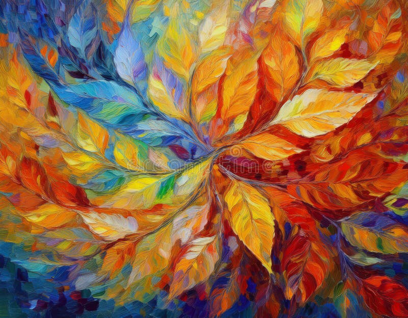 Abstract Spiral Pattern of Autumn Leaves Each Layer Showcasing a ...